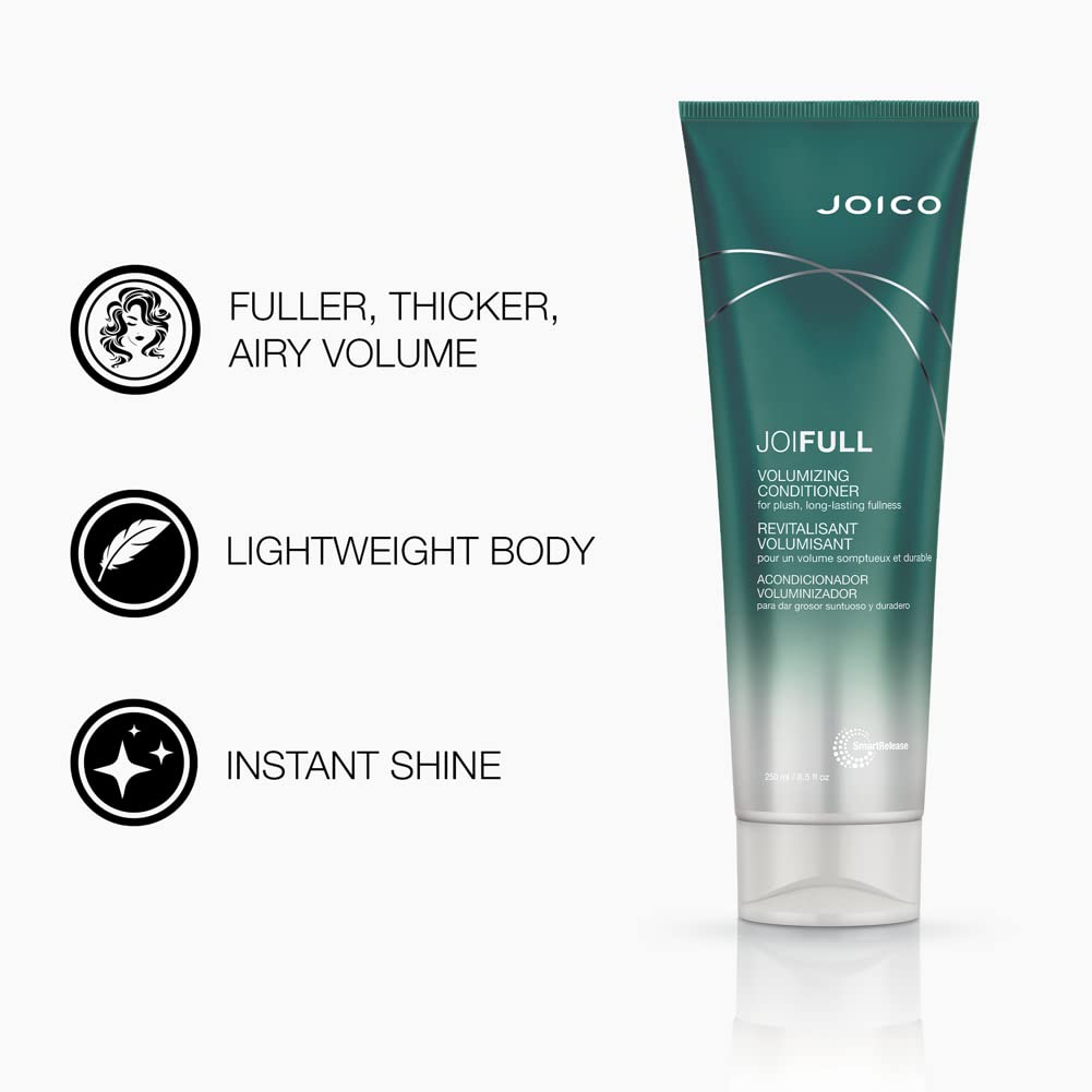 Joico JoiFULL Volumizing Conditioner | For Fine, Thin Hair | Add Instant Body | Long-Lasting Fullness | For Thicker Bouncier Hair | Boost Shine | With Lotus Flower & Bamboo Extract | 8.5 Fl Oz