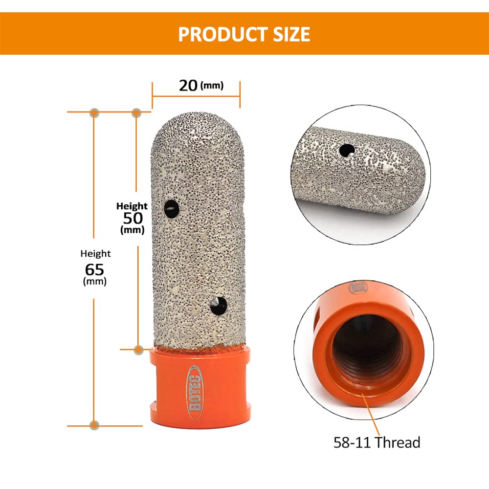 BGTEC Diamond Finger Bit 4/5" 20mm Vacuum Brazed Diamond Milling Bit Enlarging and Shaping Round Bevel Existing Holes for Tile Stone Porcelain Hard Ceramic Marble Granite Countertop