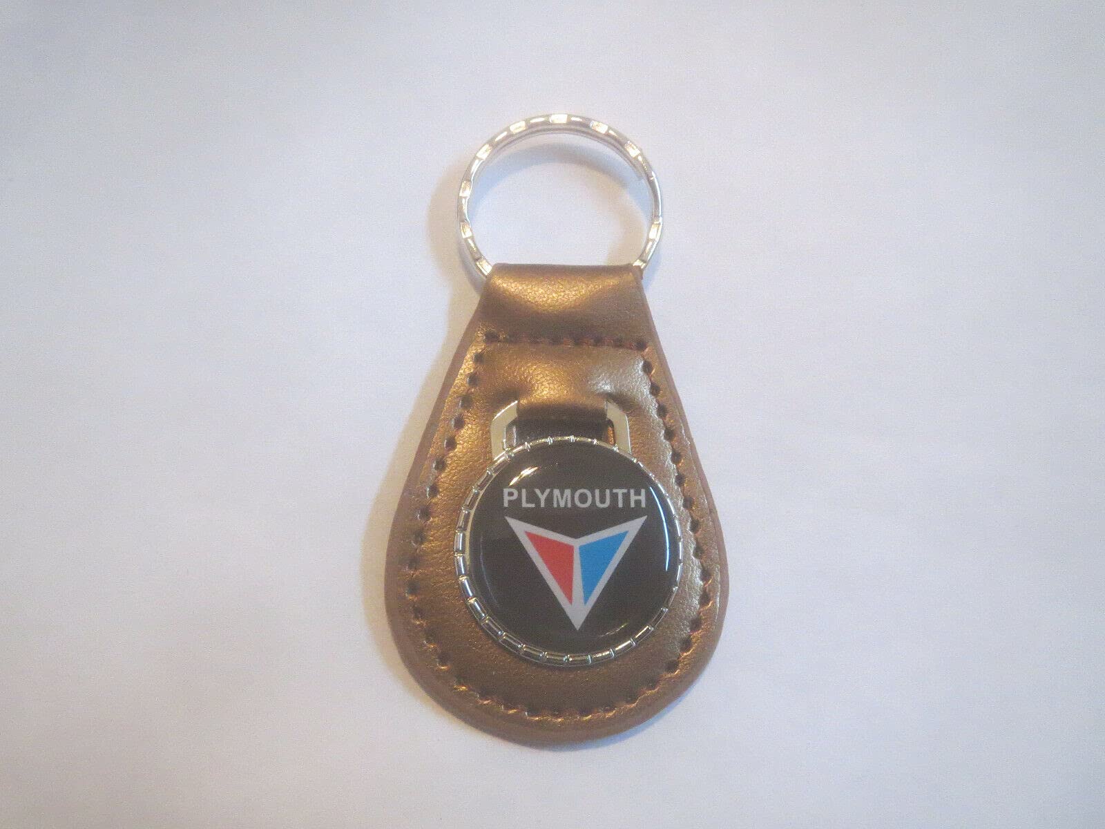 1960's BELVEDERE SAVOY PLAZA FURY VIP VALIANT BLUE & RED LOGO LEATHER KEYCHAIN - COPPER