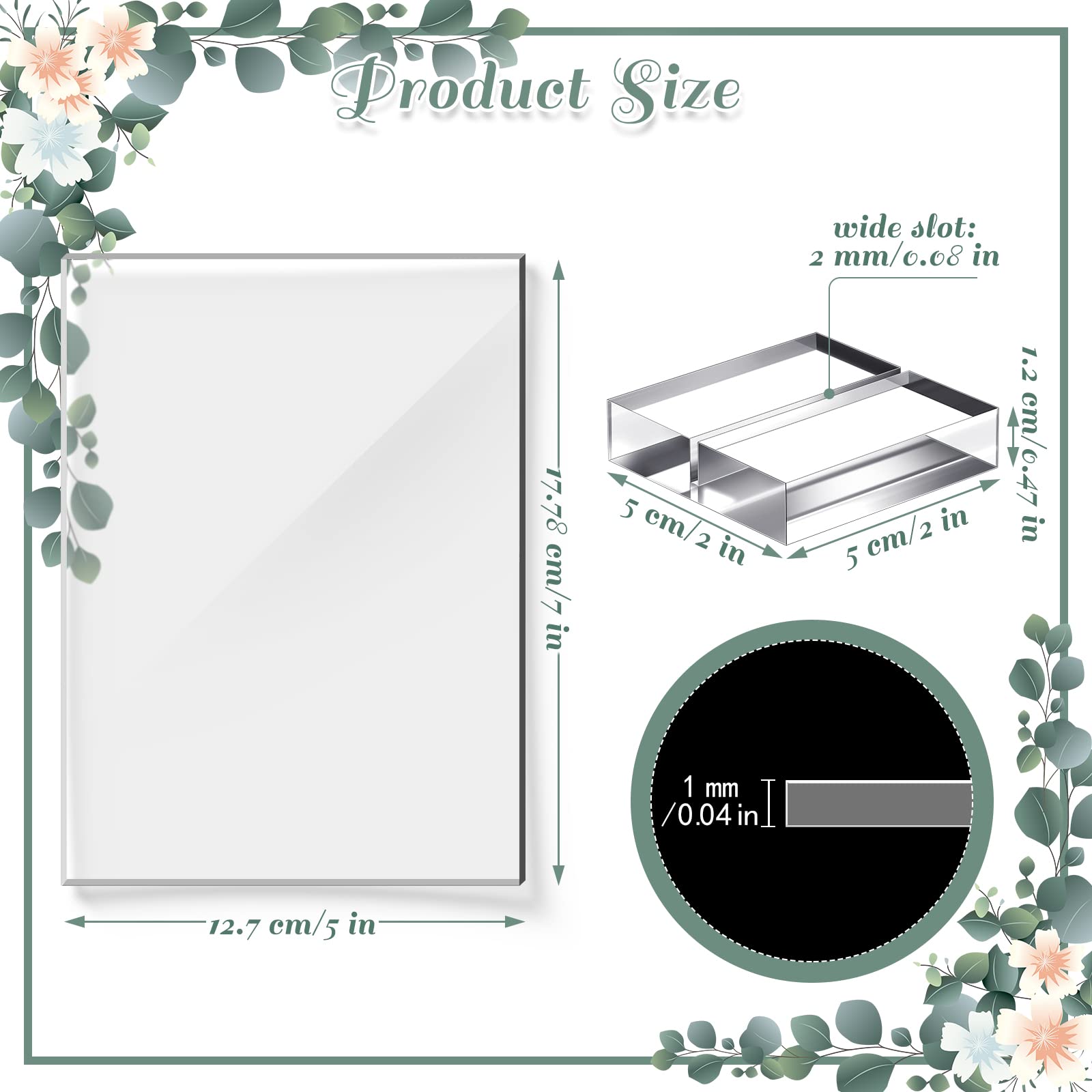 12 Pcs Clear Acrylic Place Cards with 12 Acrylic Holder Wedding Table Numbers with Acrylic Stand DIY Table Name Cards Plates for Wedding Reception Banquet Decors(5 x 7 x 0.08 Inch)