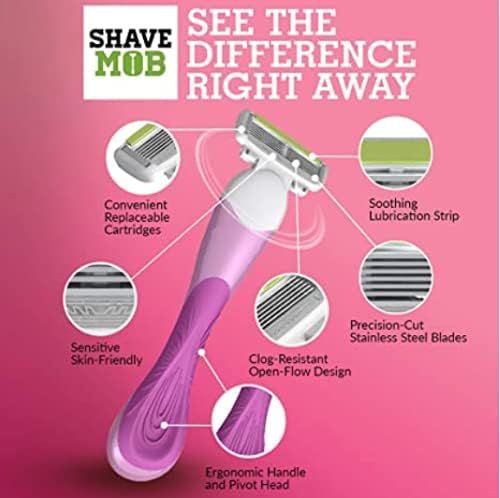 ShaveMOB 6-Blade Women's Razor Kit (Flex Head Handle + 12 Refills) - The Perfectionist Shaving Kit
