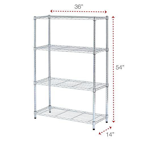 Alera ALESW843614SR Residential Wire Shelving Four-Shelf 36w x 14d x 54h Silver