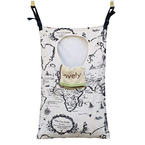 Amlrt Adjustable Door-Hanging Laundry Hamper with Stainless Steel Hooks, Hanging Laundry Bag