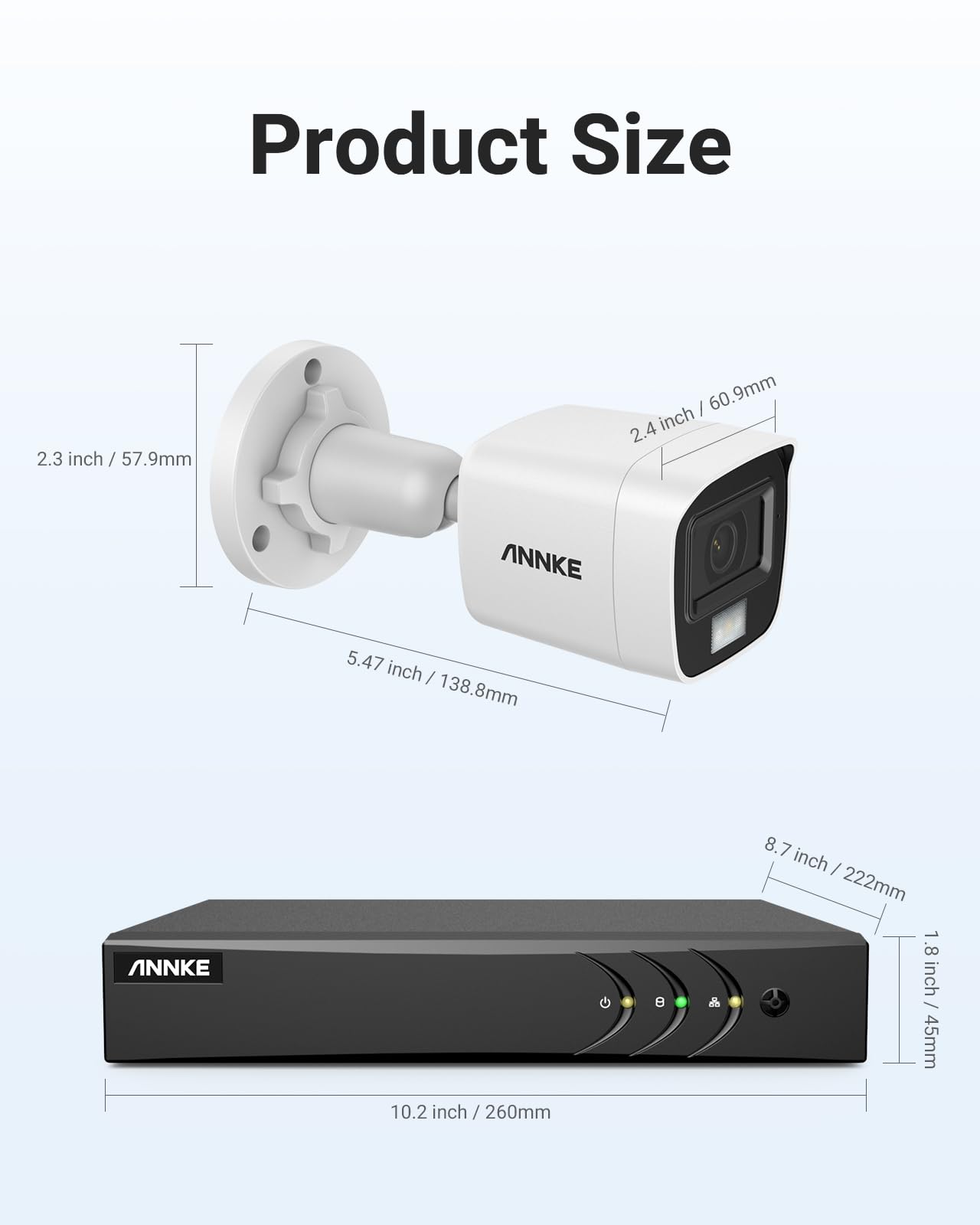ANNKE 8CH 3K Lite AI DVR with Human/Vehicle Detection, H.265+ Surveillance Security Camera System with Audio and 4pcs 1080P Security Cameras with Dual Light, IP67, Color Night Vision, 1TB Hard Drive