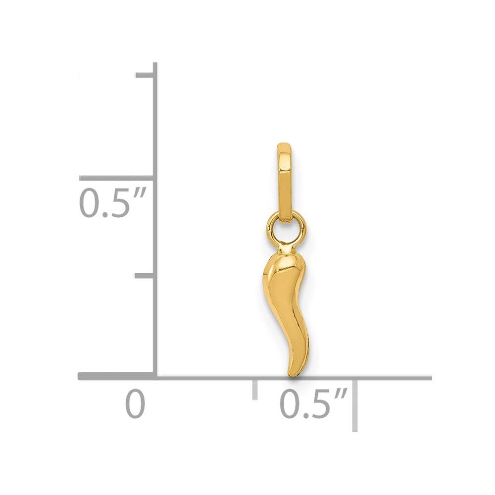 14K Yellow Gold Polished Mini Italian Horn Charm Pendant
