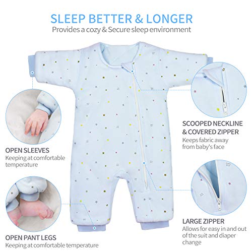 BBTKCARE Sleep Sack - Cotton Wearable Blanket,Warm Baby Pajamas for Toddler 6-9 Month-Blue
