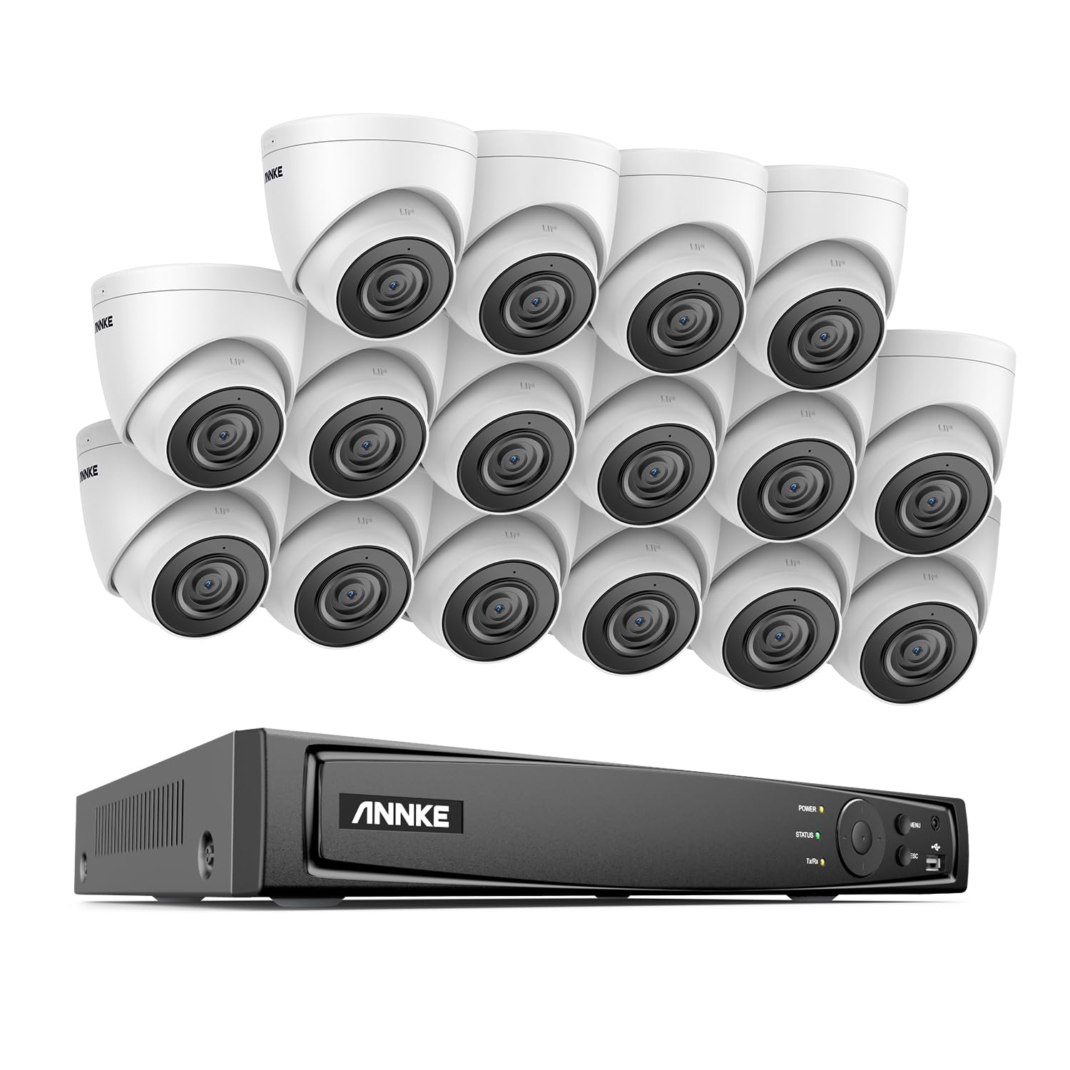 ANNKE H500 16CH PoE Home Security Camera System, 16 x Wired 3K Outdoor IP Cameras with Clear Night Vision, H.265+ 4K/8MP NVR Surveillance System NO HDD, for 7/24 Recording