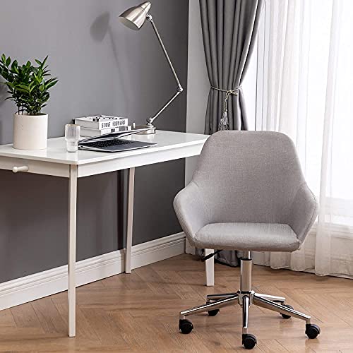 BTEXPERT Arm Mid Back Home Computer, Office Task Wheels, Swivel Height Adjustable, Comfy Soft Desk Chair, (5174), Gray Fabric