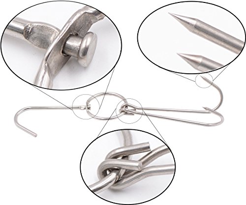 Alele Meat Hooks Butcher Hook 12.5inch Double Hooks Processing Meat Hook Stainless Steel Rotary Device Slaughtering Barbecue