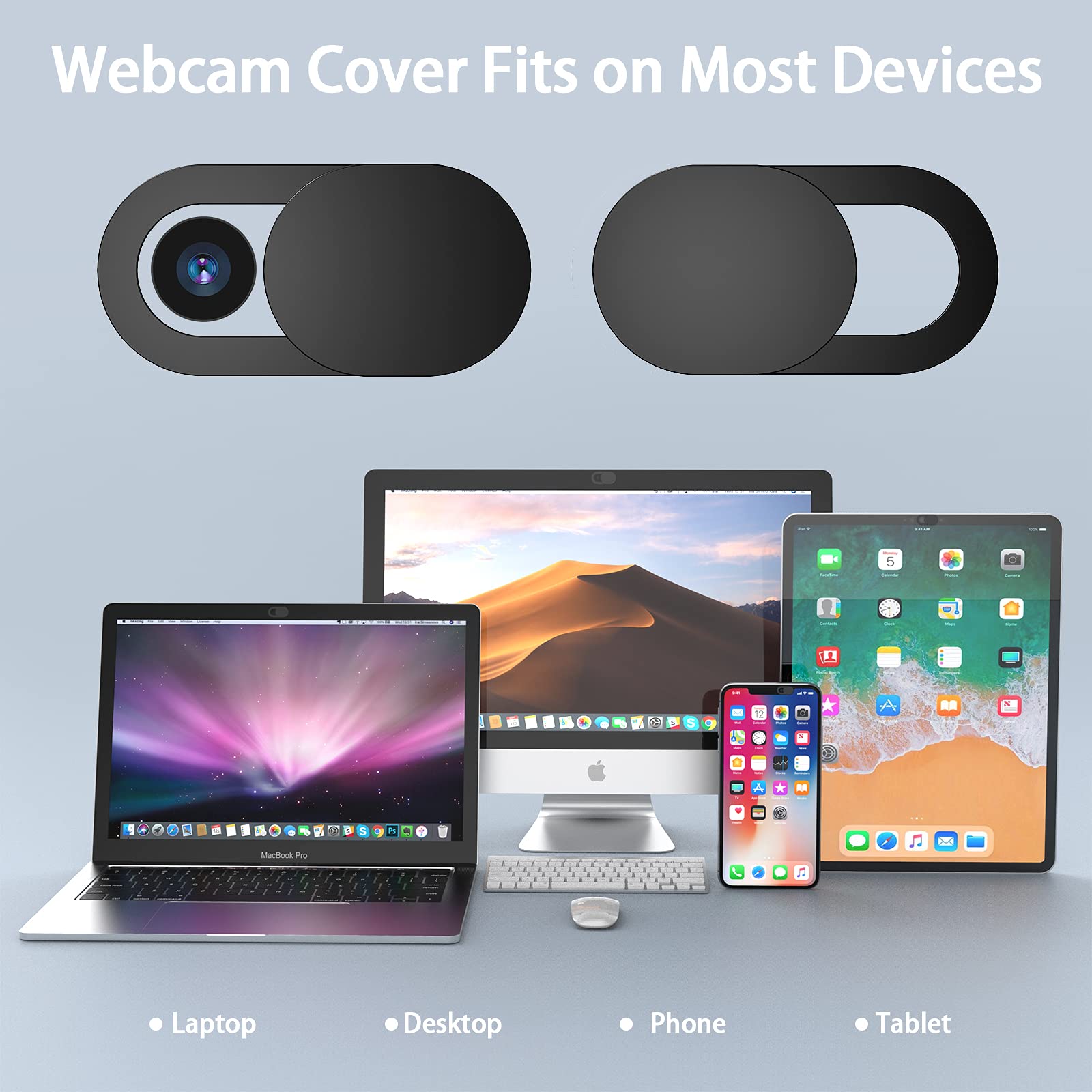 InnoUS Webcam Cover Slide, 6-Pack Ultra-Thin Camera Blocker, Computer Camera Cover Slide, Laptop Camera Cover Slide, Camera Blocker, Computer Camera Cover Slide| Privacy Blocker, Privacy Cover, Blcak