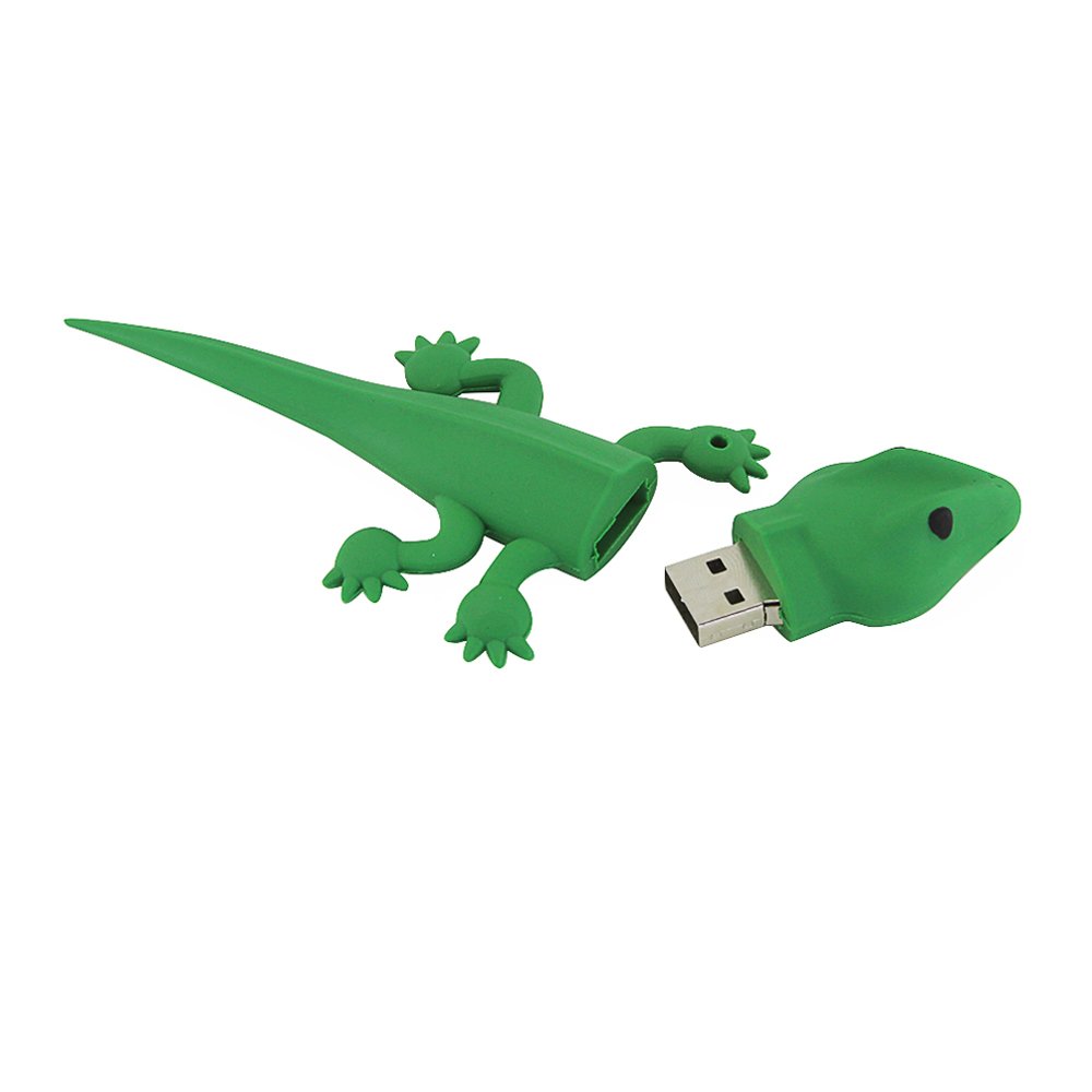 64GB USB 2.0 Flash Drive Cute Animal Green Gecko Lizard Shape Memory Stick Jump Drive Thumb Drives Flashdrive Pendrive