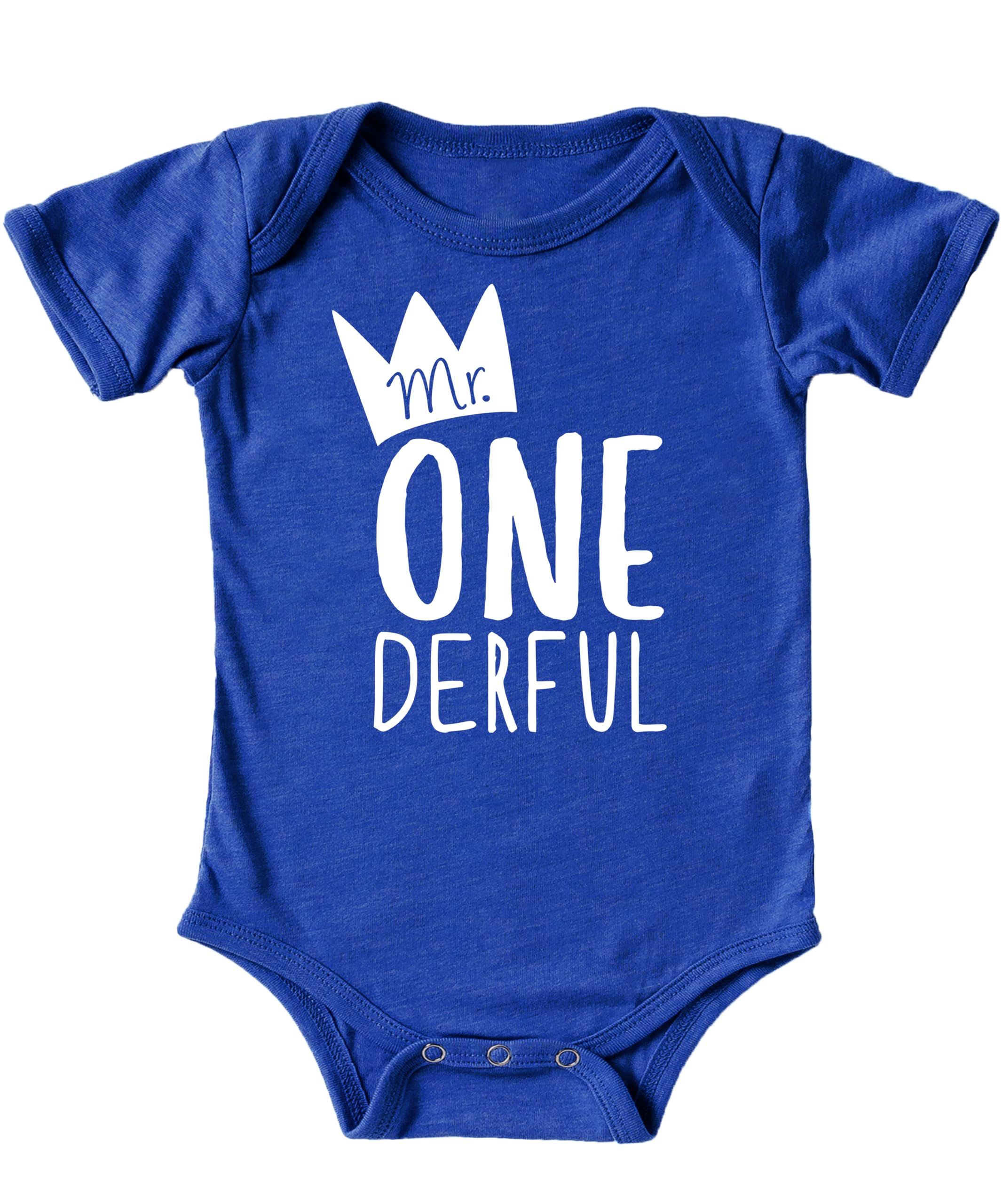 Olive Loves Apple Mr.One-Derful 1st Birthday Bodysuit for Baby Boys First Birthday Vintage Royal Bodysuit 12 Months