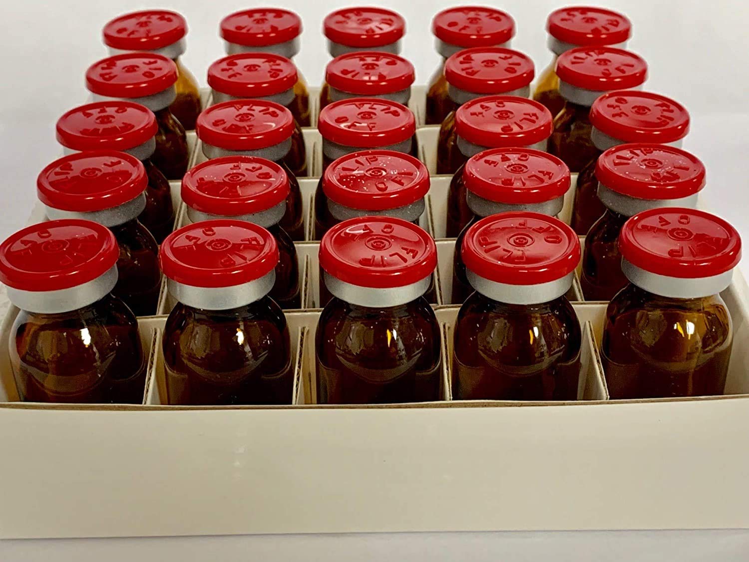 5ml Sterile Amber Vial 25pk Red Flip Sealed