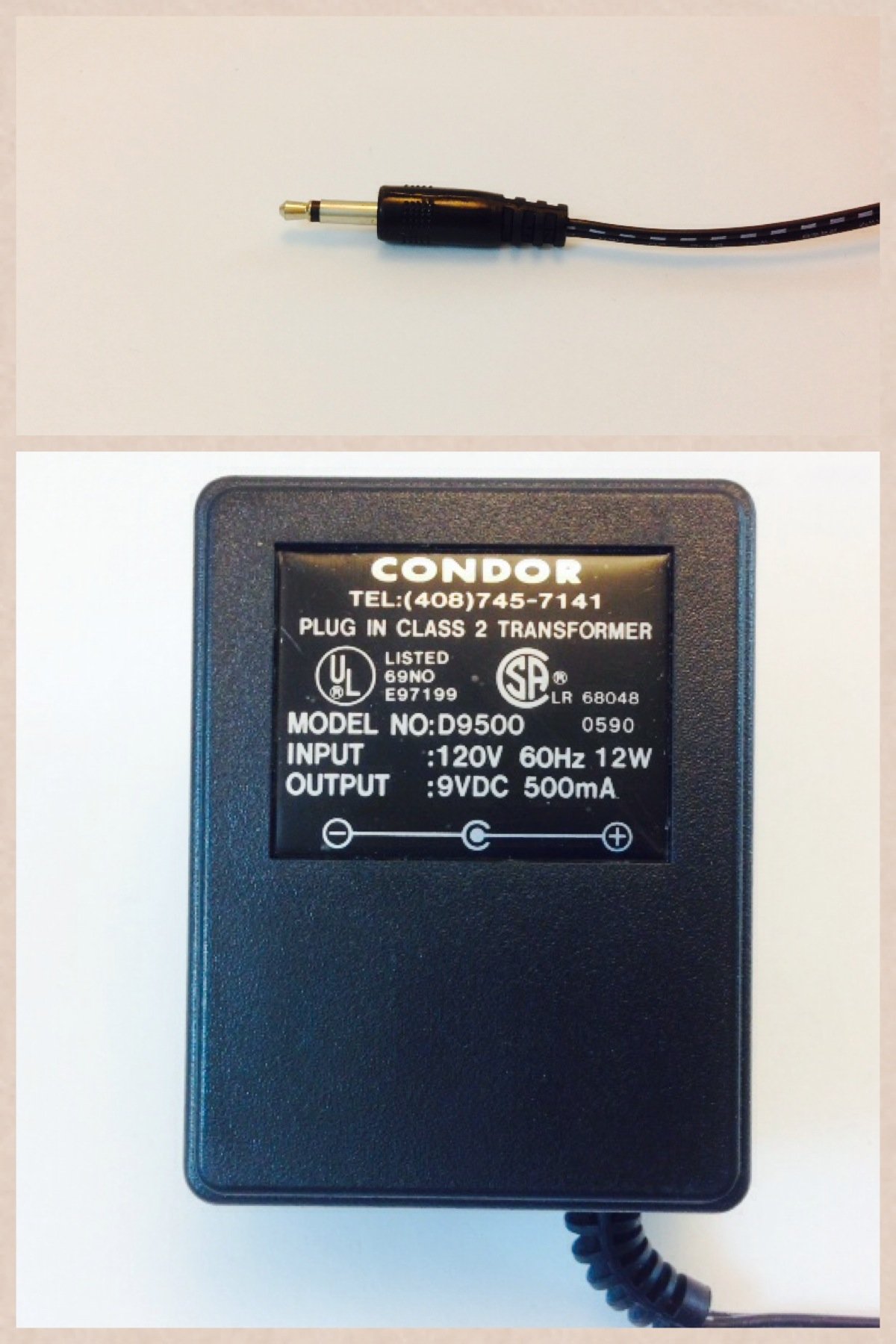 AC-DC Adapter 9VOLT DC @ 500mA 3.5mm Mini Plug