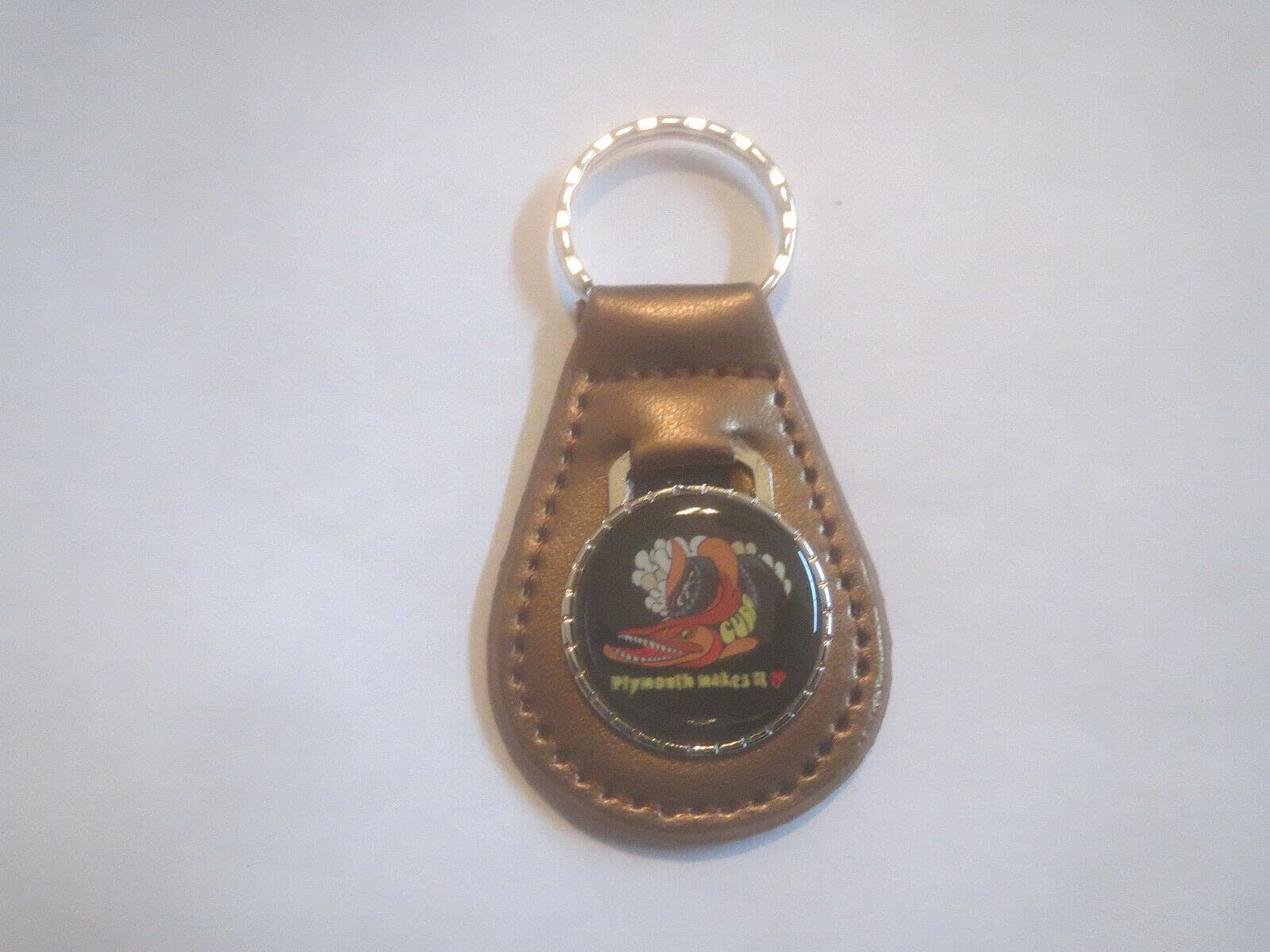 1970 1971 1972 1973 1974 BARRACUDA 'CUDA LOGO LEATHER KEYCHAIN - COPPER