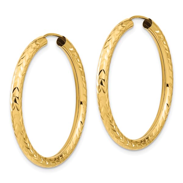 14K Yellow Gold Endless Round Hoop Earrings