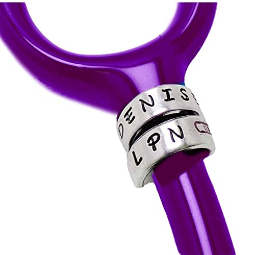 International Nurse day Gift, Personalized Stethoscope ID Name Tag with custom charm, Hand stamped Stethoscope Charm, Nurse Birthday Gift, RN Tag, RN gift, Nursing school graduation gift