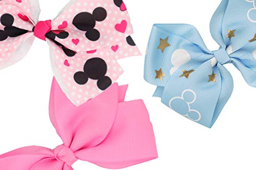 6pc 5" Large Hair Bows for Girls with Heart Emblem (D)