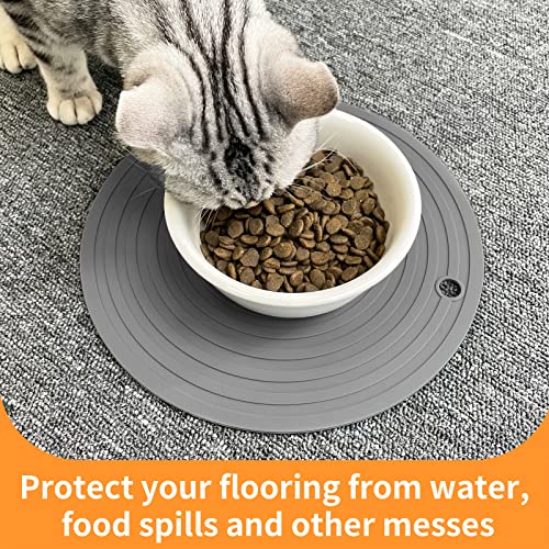 Ptlom Pet Food Mat for Dog and Cat Placemat 2 Pcs, Mat for Prevent Food and Water Overflow, Suitable for Medium and Small Pet, Silicone, 9.5"* 9.5"