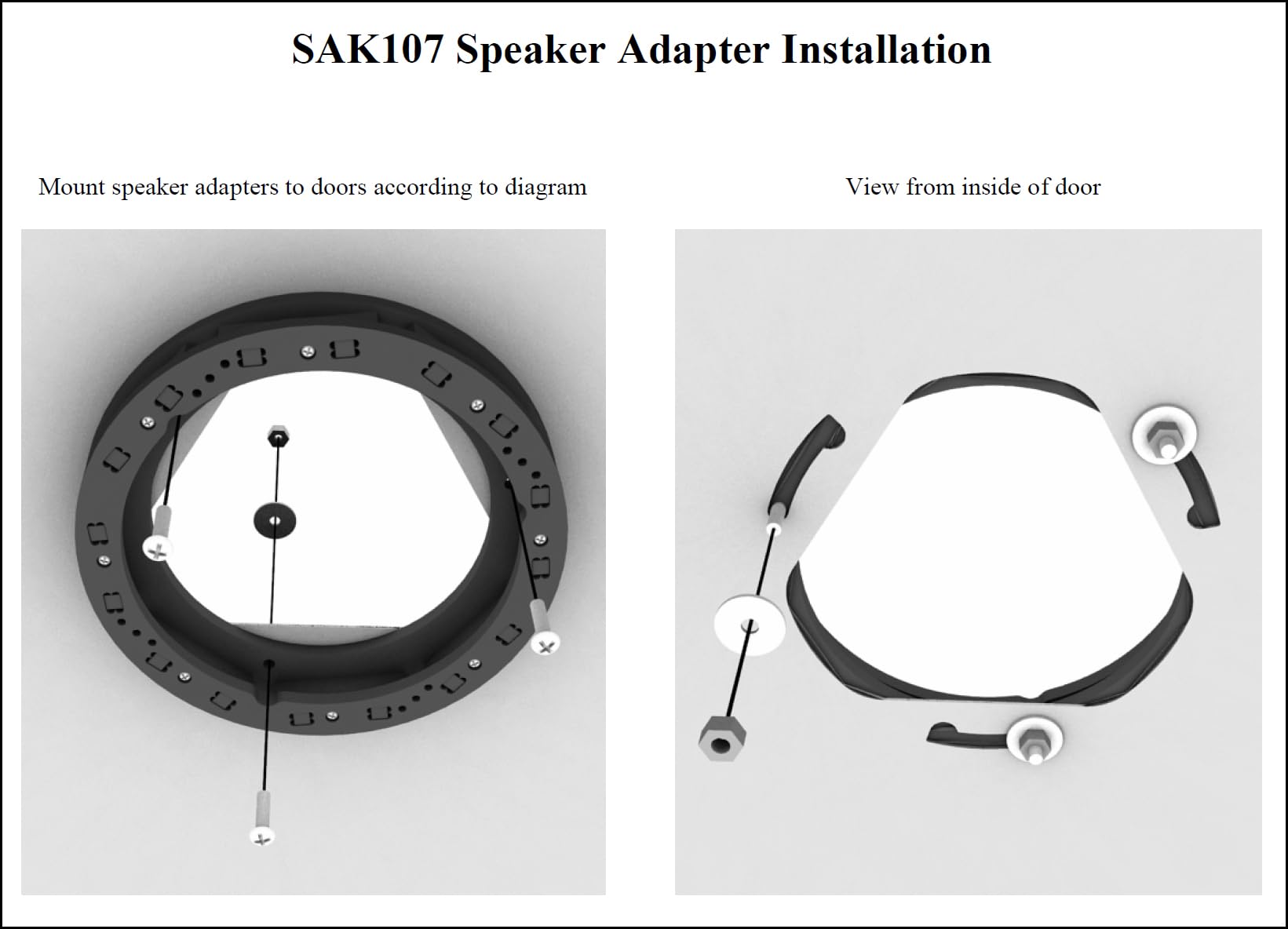 6 1/2" 6.5" Front Or Rear Door Speaker Adapter Spacer Rings Fits 2008-2015 Mitsubishi Lancer & 2007-2016 Outlander - SAK107_55-1 Pair