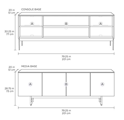 BDI Furniture Elements Quad Cabinet Ricochet Doors, Media Base, Walnut Finish