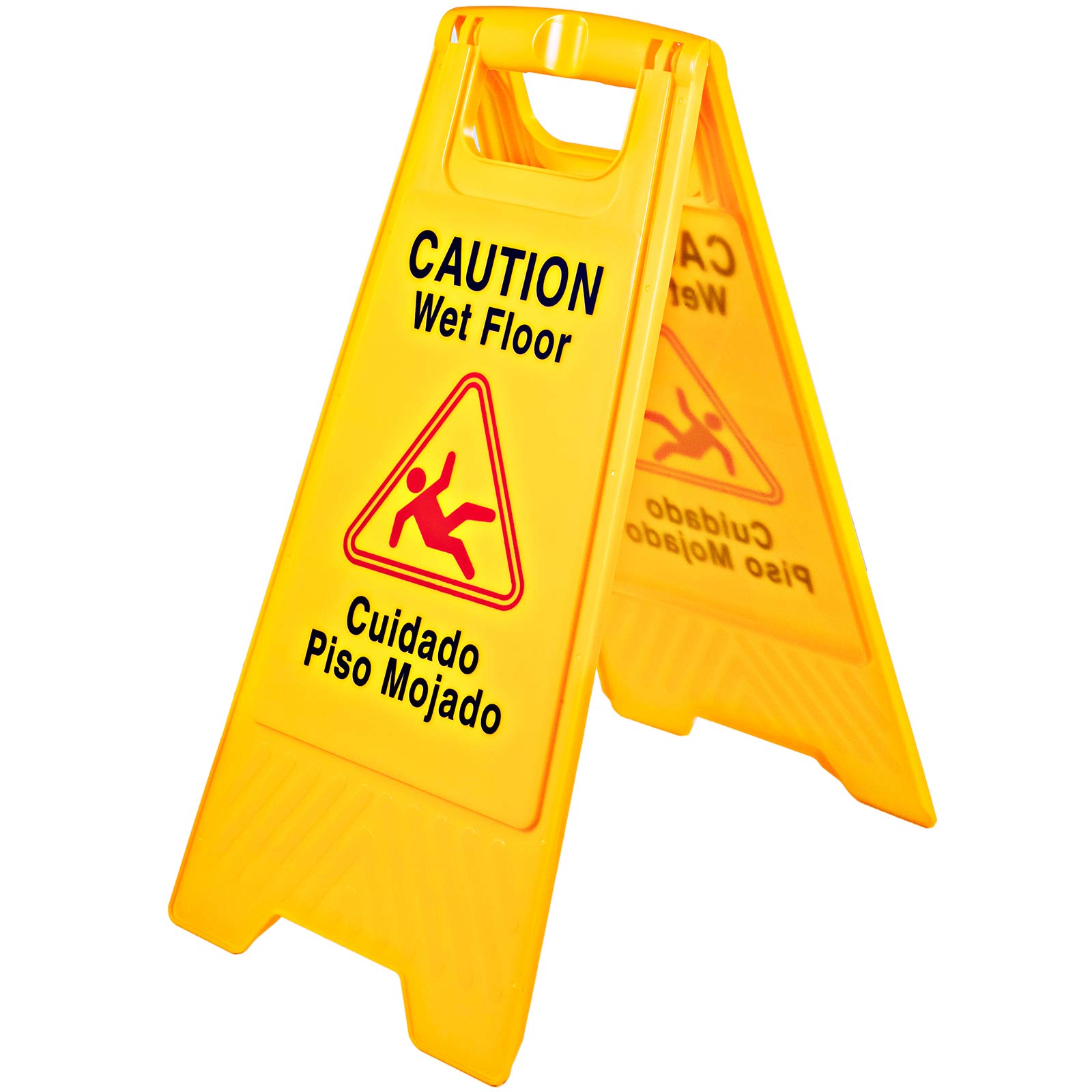 BestEquip 12 Pack Caution Wet Floor Sign 25-Inch Yellow Wet Floor Sign Double Sided Wet Floor Cones Fold-Out Bilingual Plastic Board for Indoors and Outdoors
