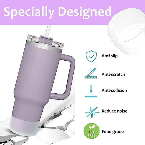 2Pcs Boot Sleeve for Stanley Cup 40 30 oz Quencher, Silicone Boot for Stanley IceFlow Flip 20oz 30oz Tumblers, Bottom Cover for Stanley Cup Accessories, Light Blue