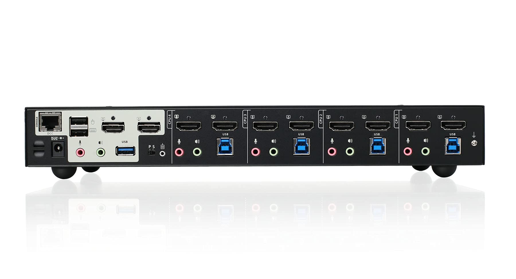 IOGEAR 4-Port 4K Dual View KVMP Switch with HDMI, Audio, UHD 4K@60Hz RGB 4:4:4, USB 3.0 Hub, Audio, Hotkey, Button Switching, PC Monitor Keyboard Mouse Switch for 4 PCs 2 Monitors w/Cables - GCS1944H