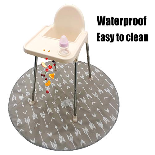 51" Multi-Purpose Waterproof Baby Splat Mat for Under High Chiar, Portable Play Mat for Toddler, Non-Slip Floor Splash Mat and Table Cloth (Beige Arrow)