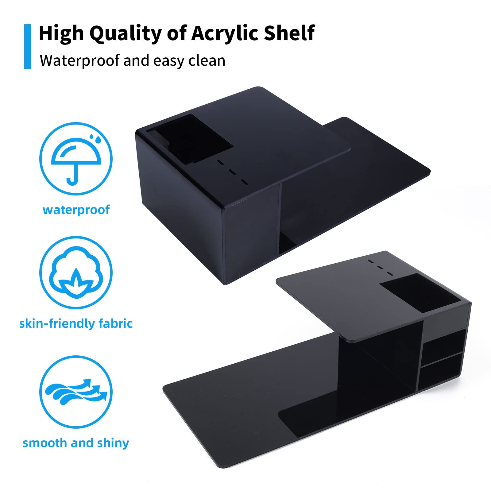 Eyelash Extension Neck Pillow With Acrylic Shelf Organizer Stand, Velvet Warm Lash Extension Grafting Pillow Makeup Tool Display Cabinet Shelves - Black Shelf + Black Pillow(Velvet Pillowcase Updated)
