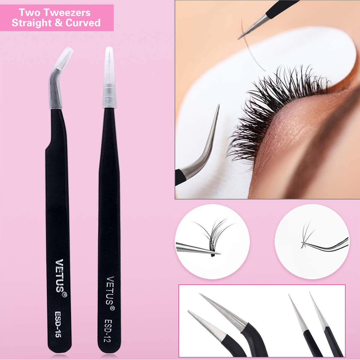 Beuaty Star Professional Lashes Kit False Eyelash Extensions Practice Kit Flat Mannequin Head Lash Extensions for Beginners Makeup Training and Eyelash Graft(No Glue)