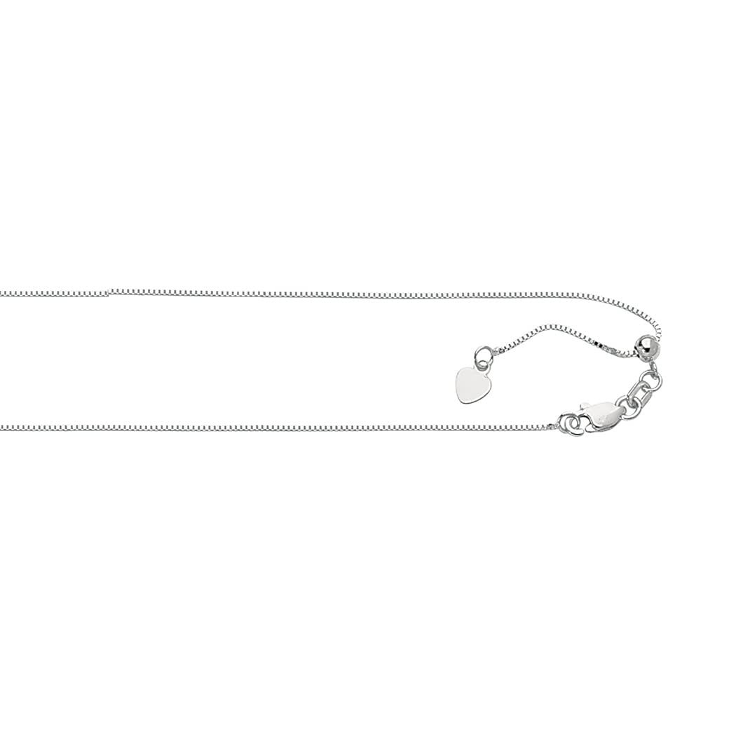 10k White Gold 0.85mm Shiny Classic Adjustable Box Chain With Lobster Clasp Necklace 22 Inch Jewelry Gifts for Women