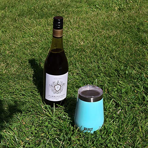 BUILT 12 Ounce Double Wall Stainless Steel Wine Tumbler with Lid Mint 5270078