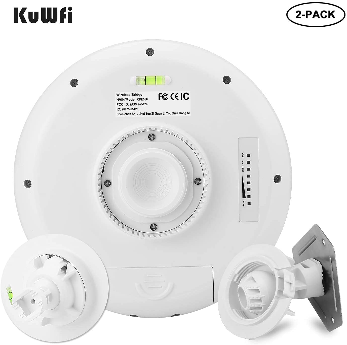 Outdoor Wireless Ethernet Bridge, KuWFi Long Range 5KM 11ac WiFi Bridge Point to Point Outdoor Get Faster Signal Built in Strong Powerful Antenna 5.8G High Speeds for starlink router丨2-Packs