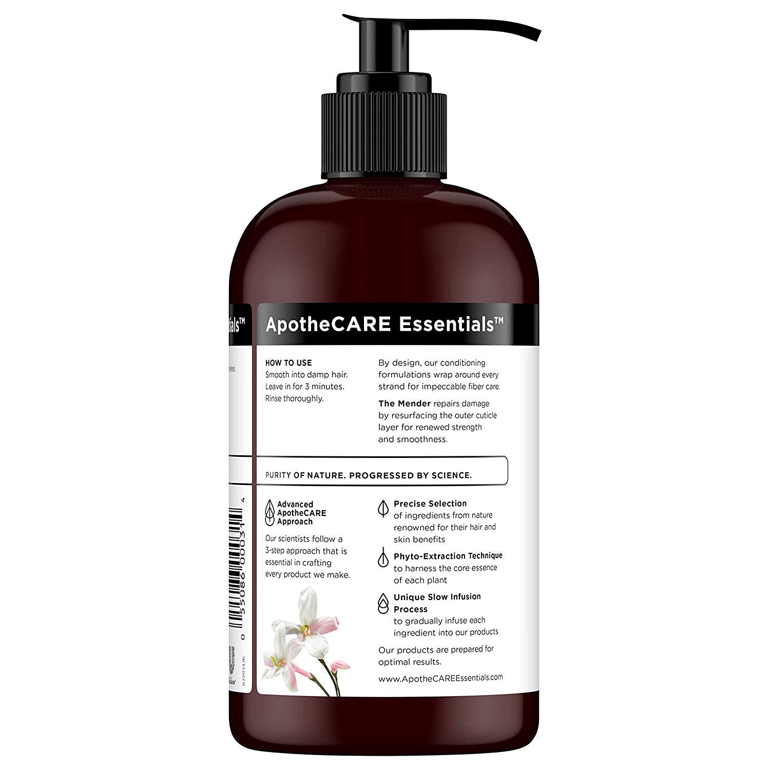 ApotheCARE Essentials Conditioner - The Mender - Coconut Milk, White Jasmine, Vitamin E - Net Wt. 12 FL OZ (355 mL) Per