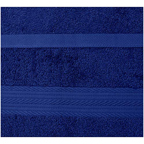 Amazon Basics Fade Resistant Cotton Washcloth, Hand Towel, Pack of 6, Navy Blue, 12" x 7"