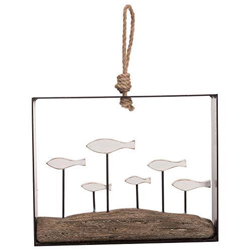 Beachcombers B23032 Hanging Metal and Wood Fish Art, 13.78-inch High