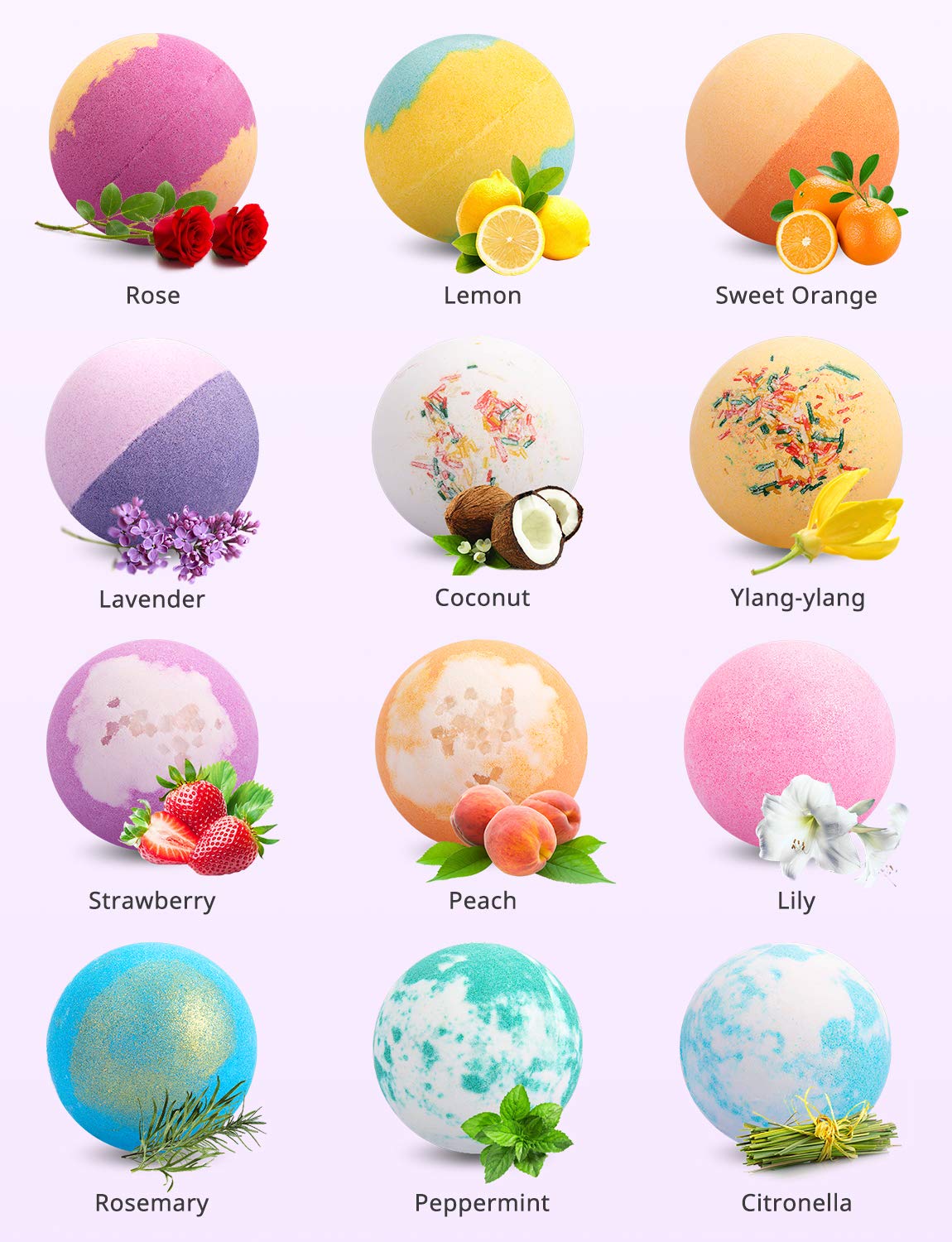Bath Bombs 12 PCS Gift Set, Ribivaul Handmade Natural & Organic Bath Bomb with Rich Bubbles and Colors, Idea Mother's Day Gift for Men/Women/Kids/Friends