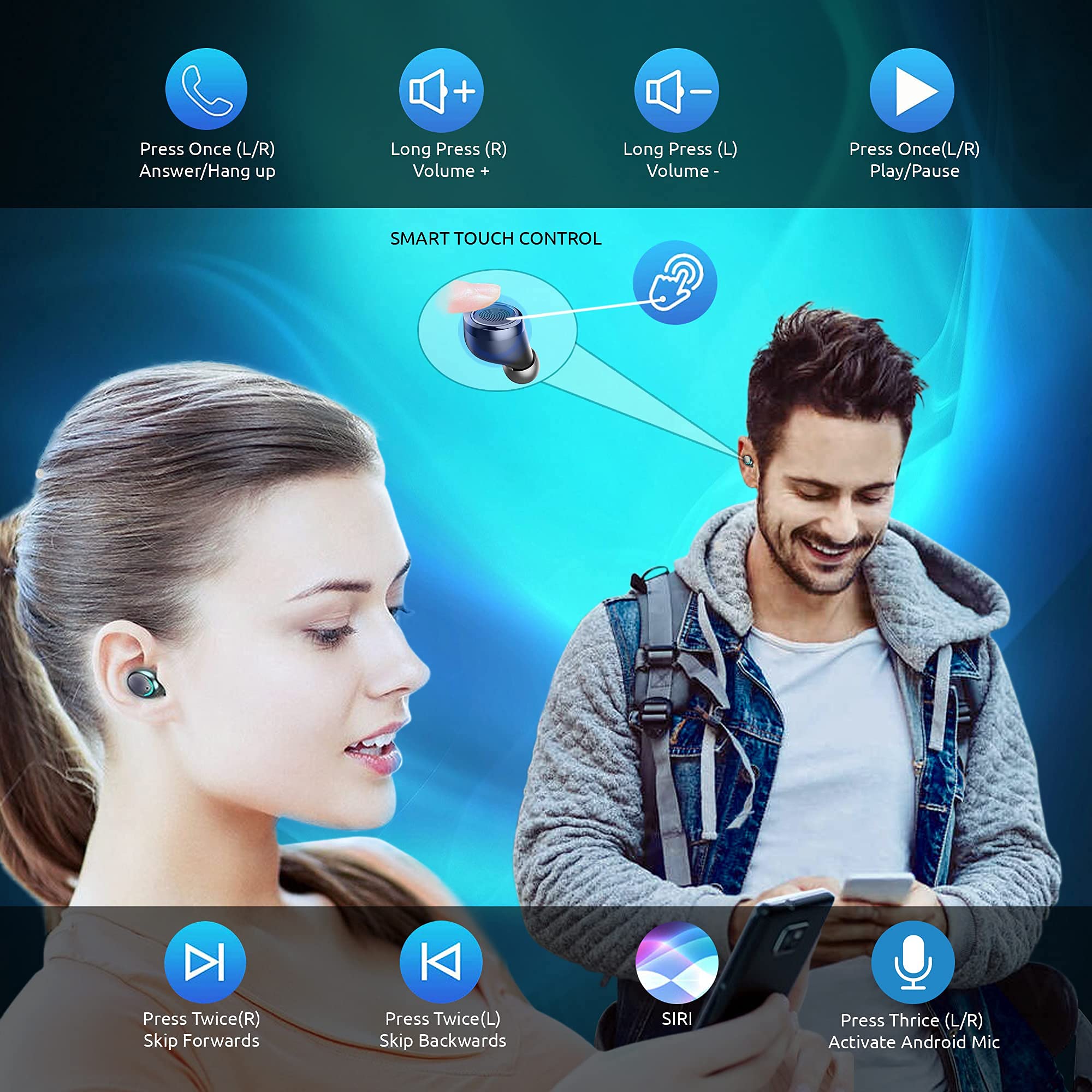 Wireless PRO Bluetooth 5.3 Earbuds Compatible with Samsung Galaxy S3 Slim + 2,000mah PowerBank 36 Hour Use, Wireless IPX4 Waterproof/Sweatproof/Noise Reduction with Quad Mic