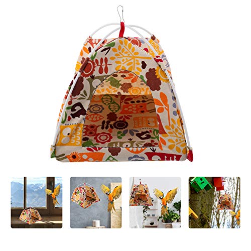 Scicalife Bird Nest Hut Hanging Hammock,Foldable Parrot Cage Tent House Bed Habitat Hideaway Toy