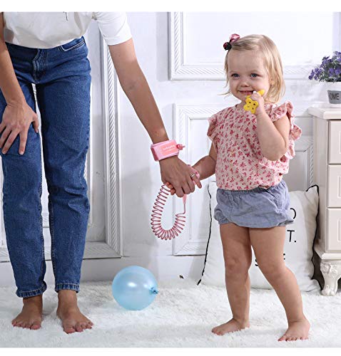 Anti Lost Wrist Link Kids Leash Child Safety Wristband Toddler Harness Leash with Lock (Pink) (Reflective Pink)