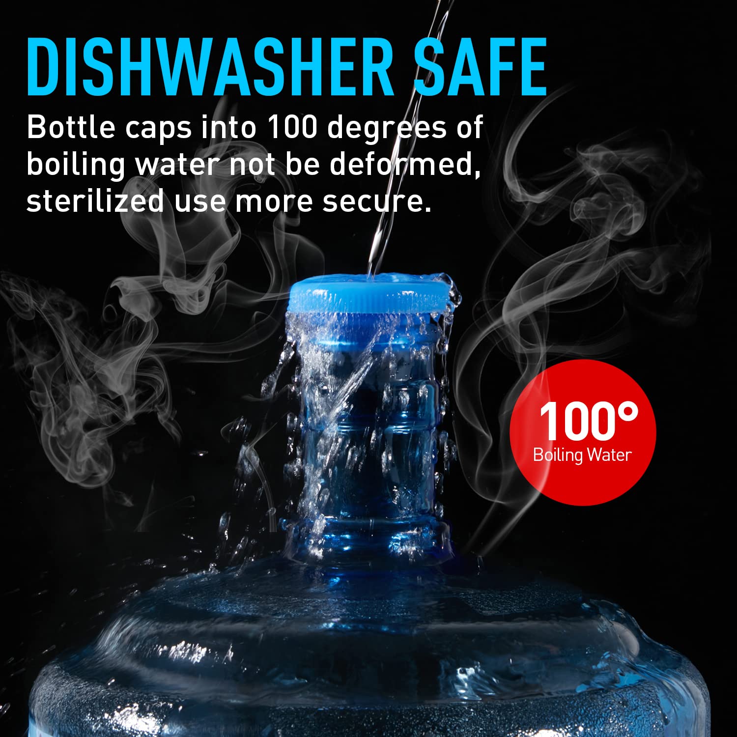 3 & 5 Gallon Water Jug Cap Reusable - Water Bottle Caps Fits 55mm Bottles,Silicone Non- Spill Lids for Anti-Splash (3 Pack)
