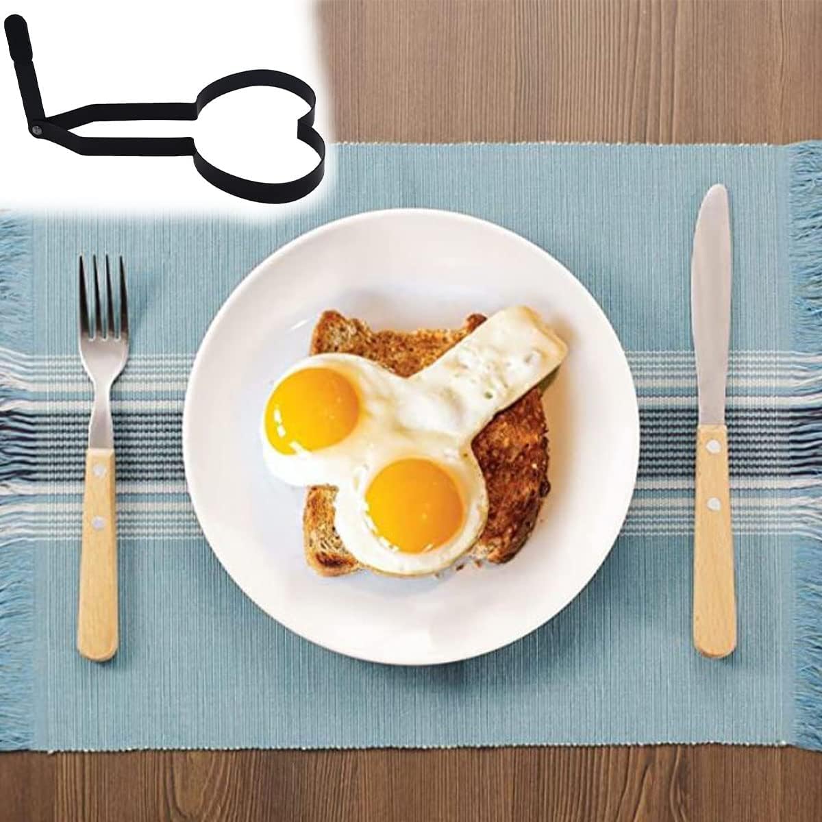 1Pc Black Funny Egg Fryer, Stainless Steel Egg Pancake Cooking Tool Non-Stick Kitchen DIY Egg Fried Mould with Handle for Muffins Patties, for Valentine's Day Egg Poachers, Specialty Cookware