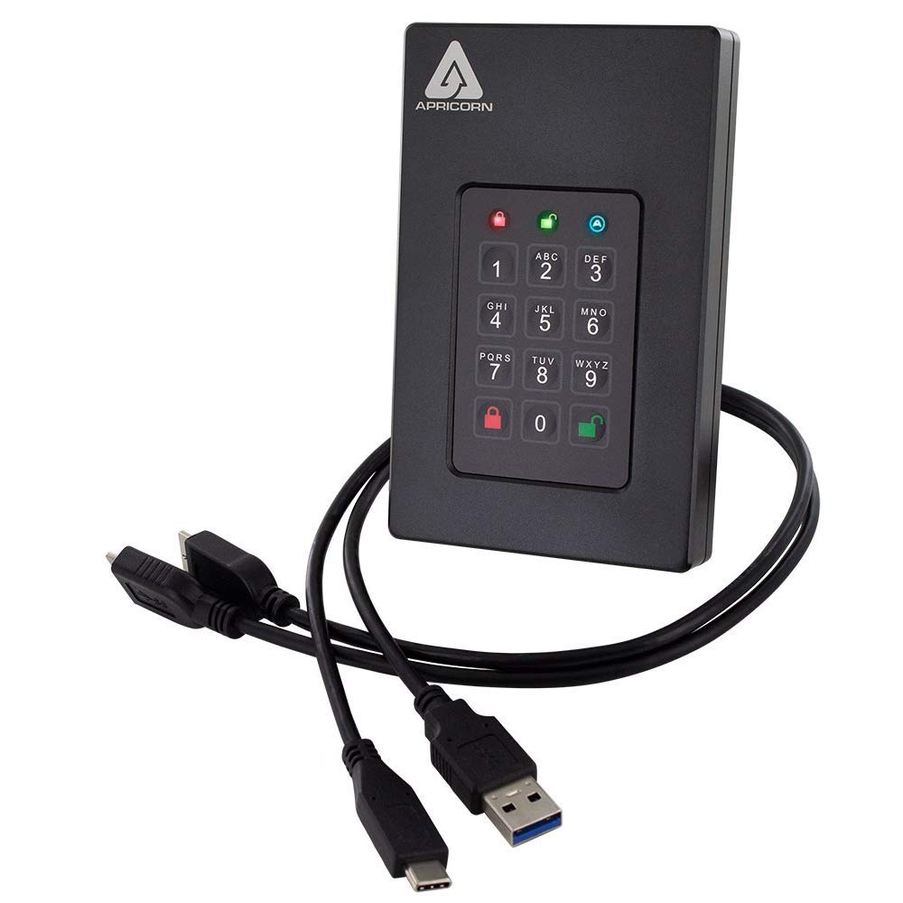 Apricorn 2TB Aegis Fortress L3 - FIPS Validated, SSD USB 3.0 Hardware Encrypted Portable Drive