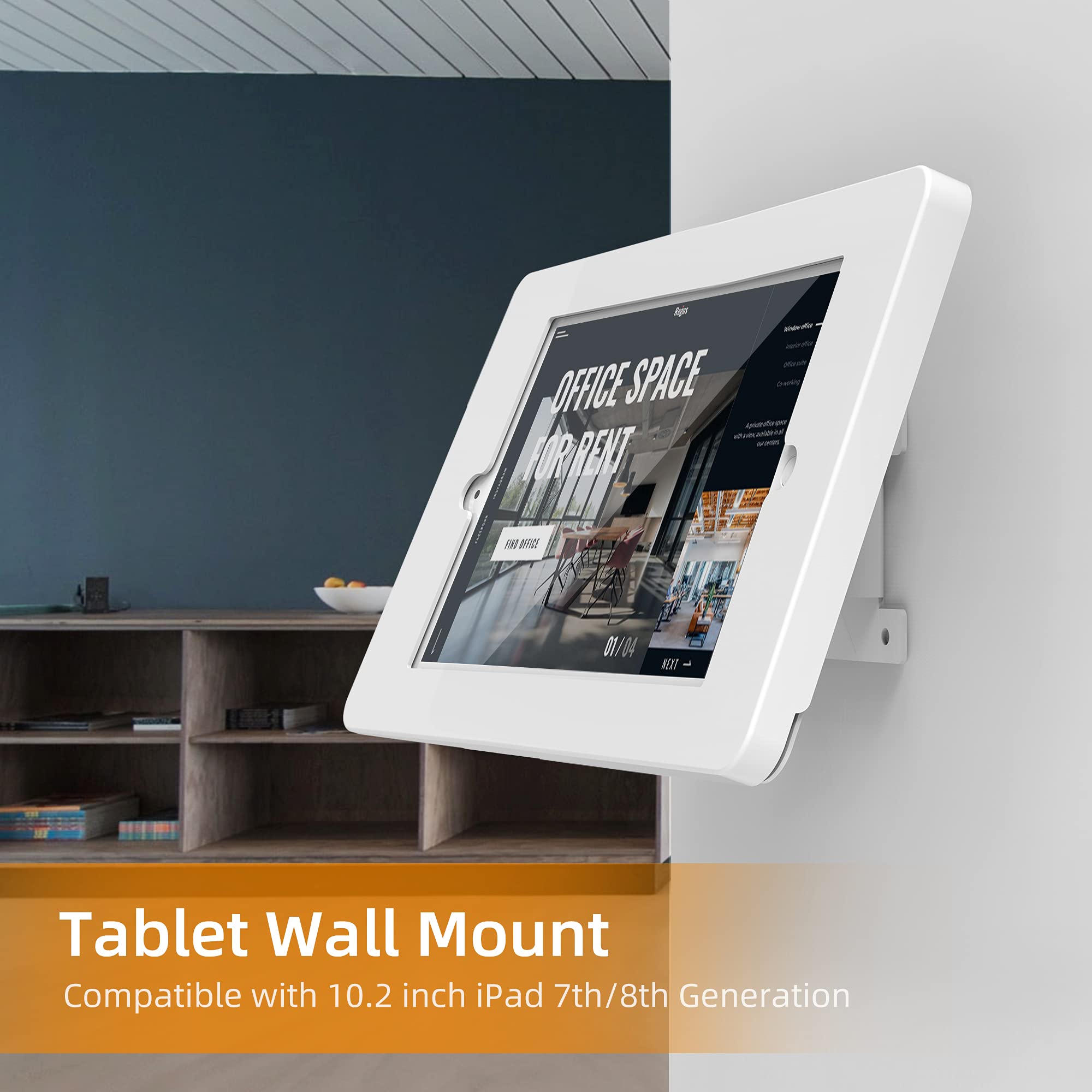 Beelta Tablet Wall Mount Compatible with 10.2 inch iPad 7 8 9 Swivel Base, Key Lock, All Metal - BSW101T
