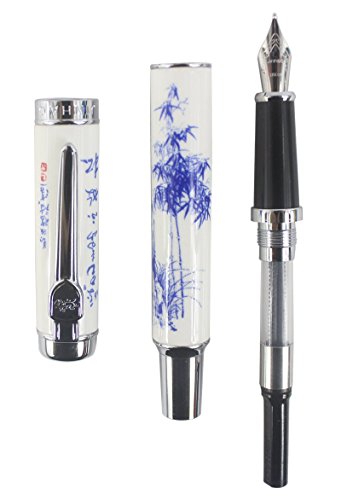 Abcsea Blue and White Porcelain Series Fountain Pen, Genuine Ceramic w/ Chinese Painting - Bamboo