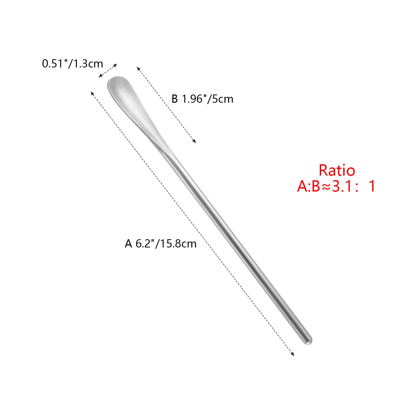 6.2Inch/15.8cm Coffee Stirrers Spoon,Silver Stainless Steel 304# Coffee Stir Sticks,Round Solid Handle Cocktail Beverage Iced Tea Stirring Stick,Drink Mixing Spoon,Set of 4