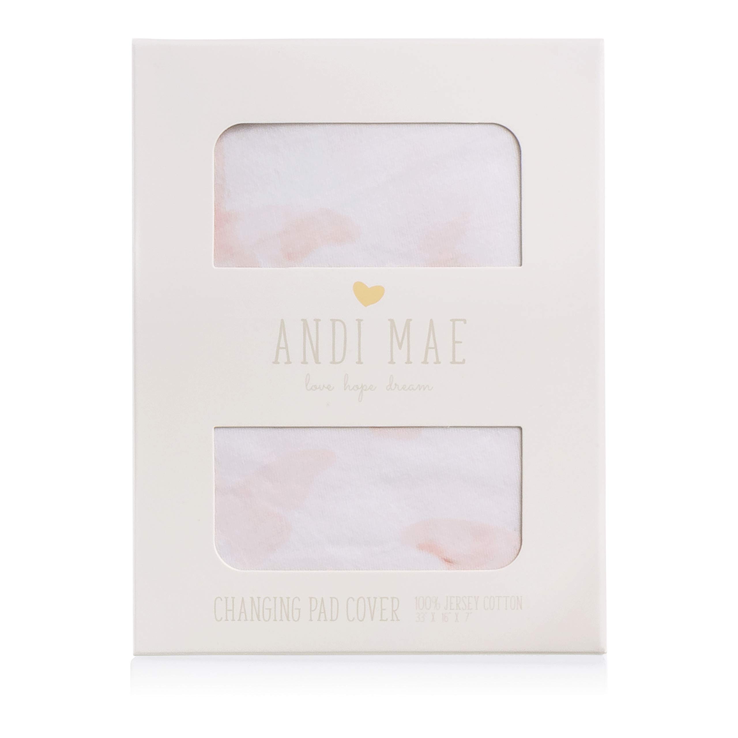 Andi Mae Changing Pad Cover - Watercolor Pink Butterflies -100% Jersey Cotton - Fits Standard Changing Pads