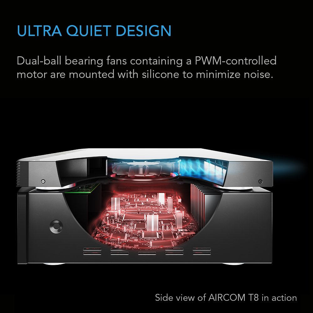 AC Infinity AIRCOM T8, Quiet Cooling Blower Fan System for Digital Video Recorder 17" Rear-Exhaust for Receivers, Amps, DVR, AV Cabinet Components