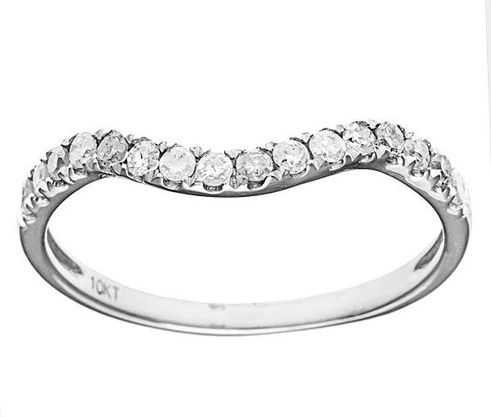10k White Gold Curved Diamond Wedding Band (1/5 cttw, I-J Color, I2-I3 Clarity)